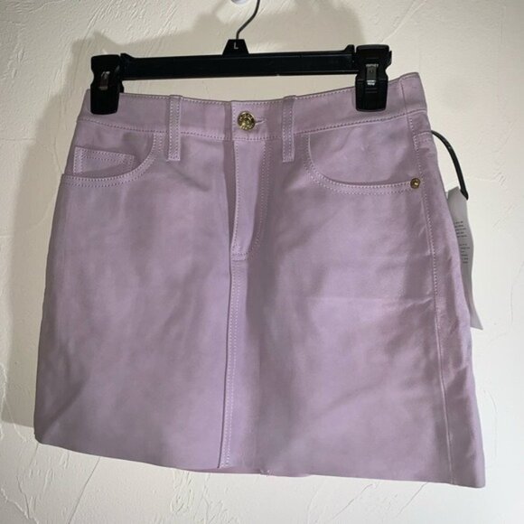 Current/Elliott | Skirts | Currentelliott Lamb Leather Lavender Mini ...